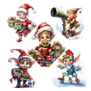 Christmas Cute Elf Watercolor Clipart, High Quality Jpgs, Christmas ...