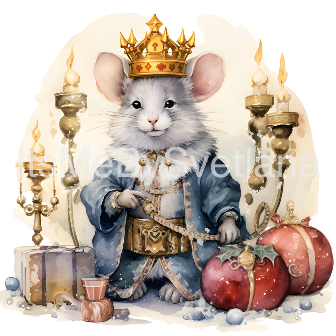 Mouse King Watercolor Clipart, Fairytale Mice From Nutcracker, Book ...