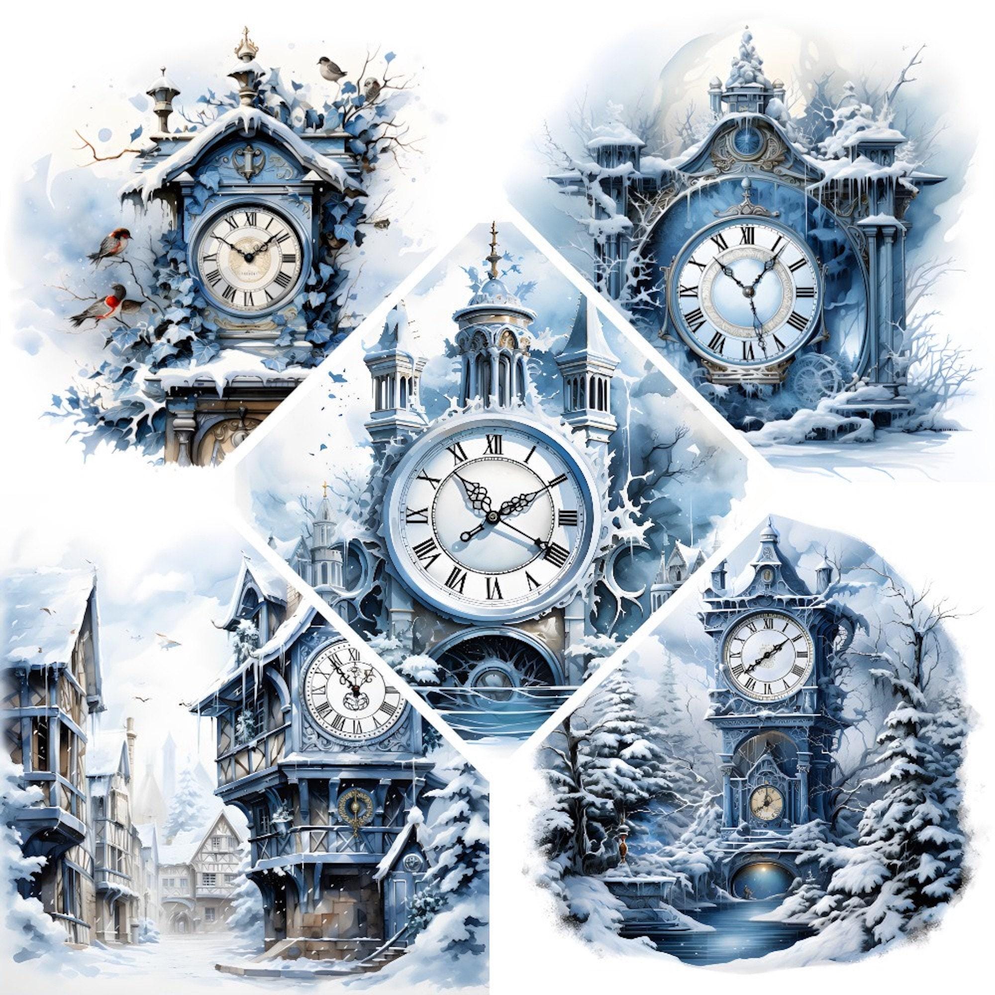 Christmas Clock Clipart, 18 High Quality Winter Jpgs,christmas ...