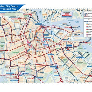 Amsterdam City Center Public Transport Map Art (PDF Download) - Etsy
