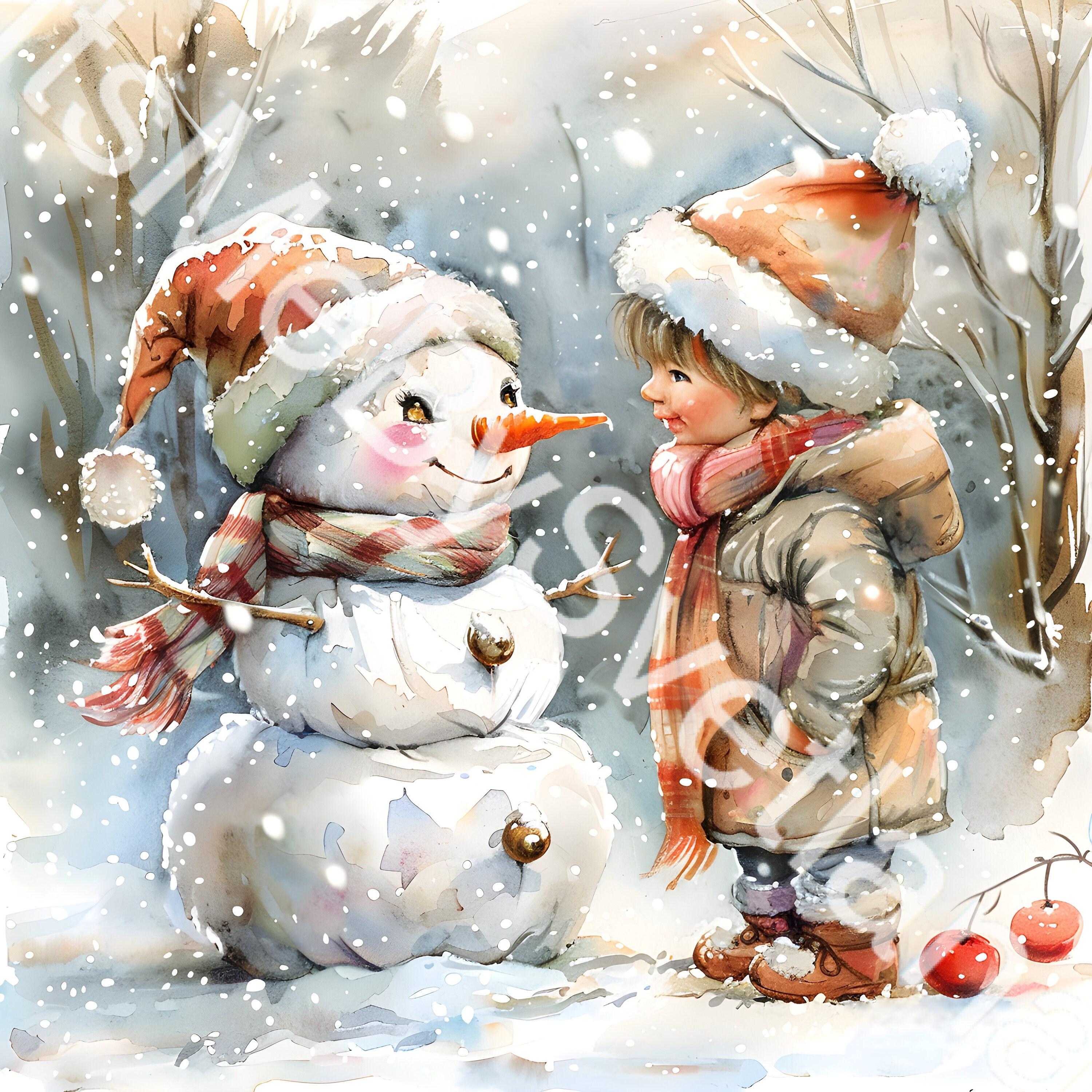 Christmas Snowman Watercolor Clipart Set: Winter Jpgs (digital Download ...