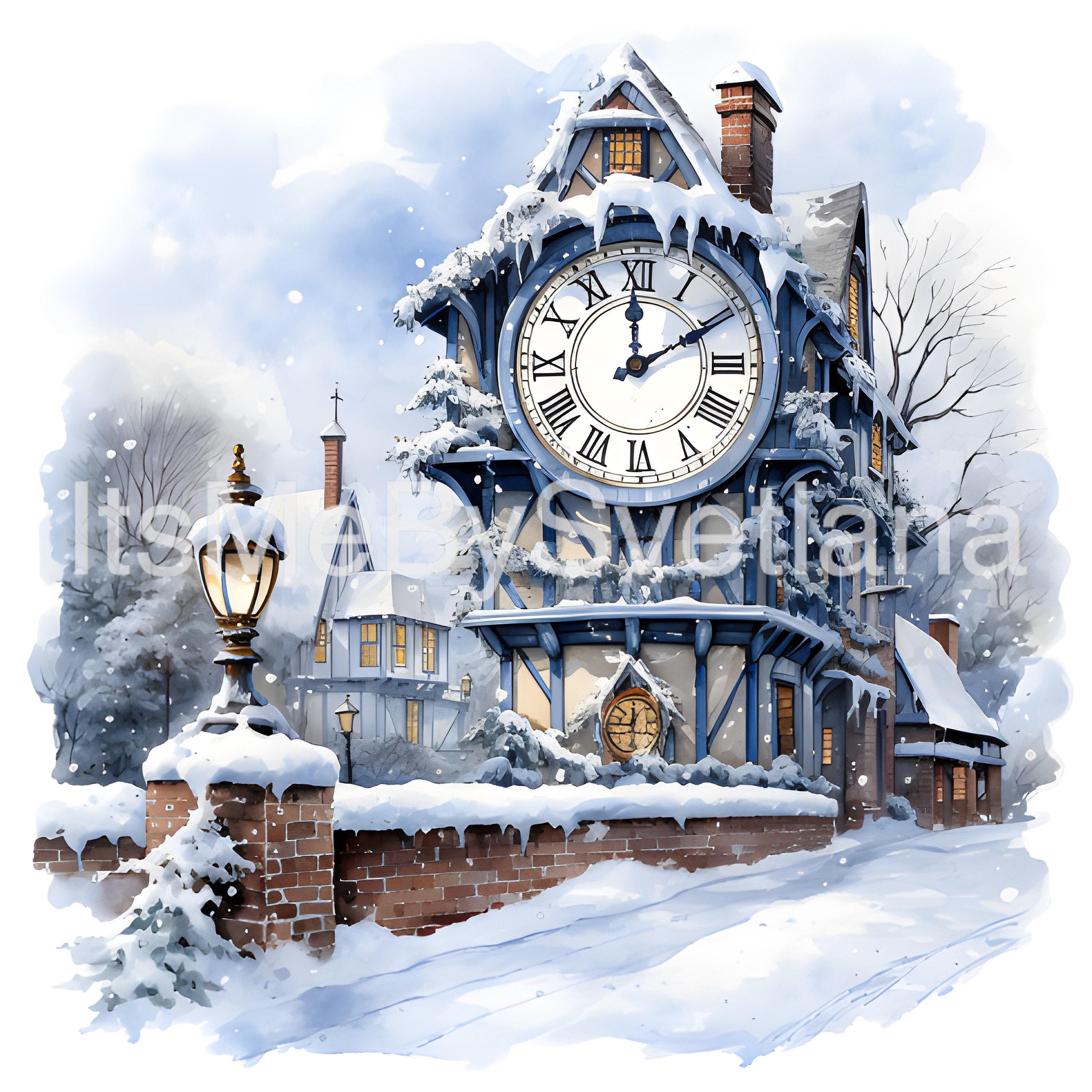 Christmas Clock Clipart, 18 High Quality Winter Jpgs,christmas ...
