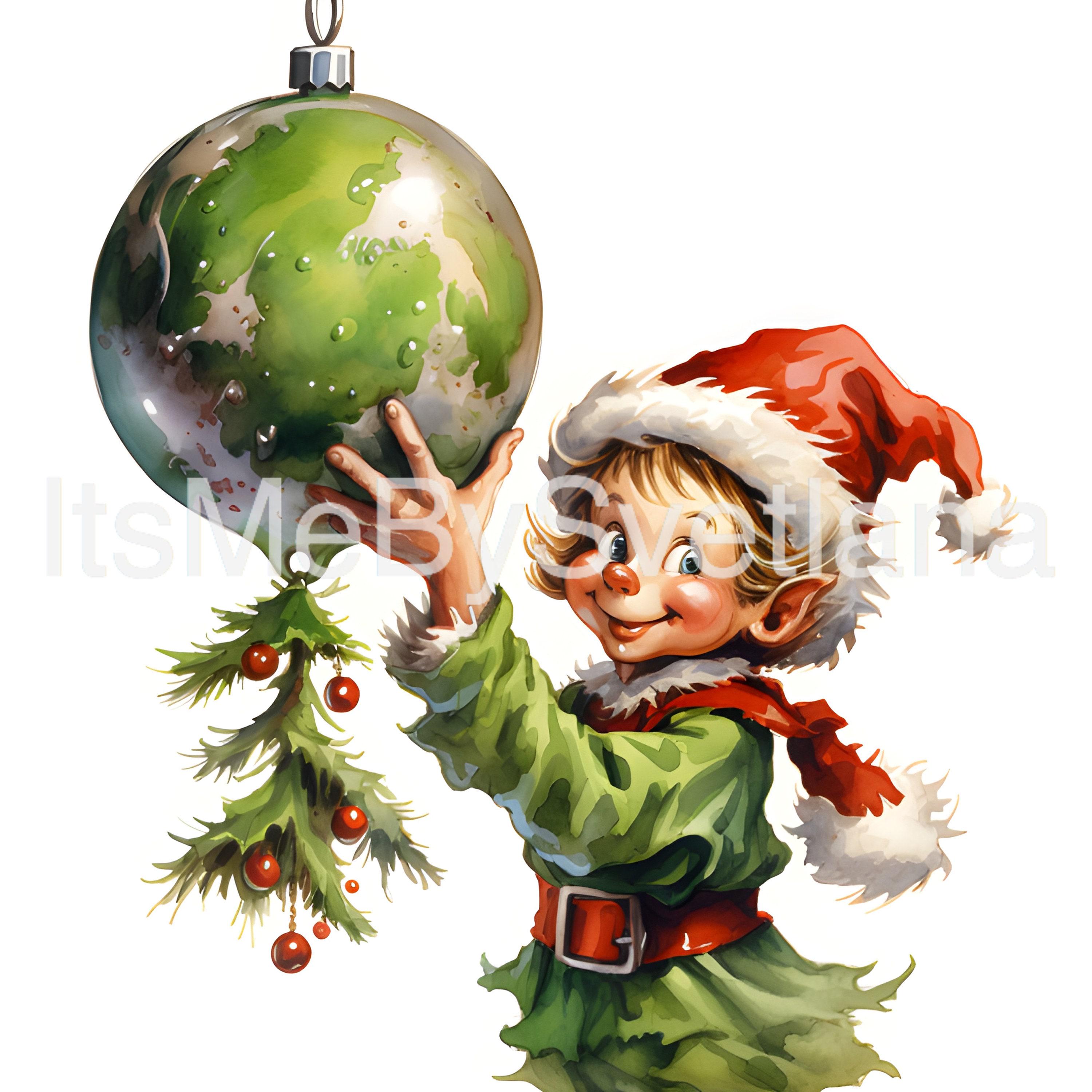 Christmas Cute Elf Watercolor Clipart, High Quality Jpgs, Christmas ...