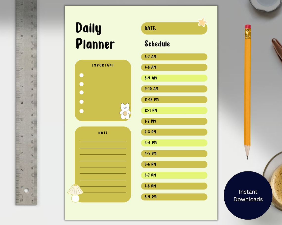 Green Pastel Playful Cute Daily Schedule Planner, Daily Schedule ...