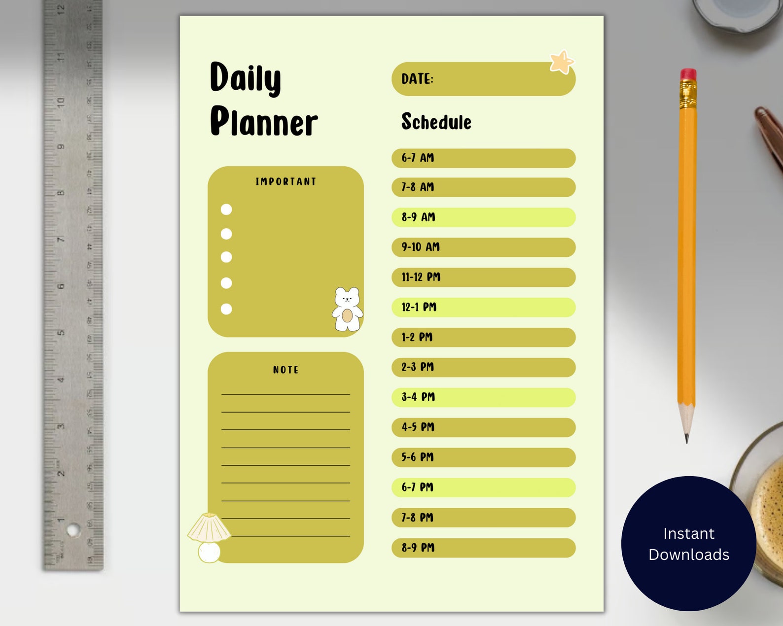 Green Pastel Playful Cute Daily Schedule Planner, Daily Schedule ...