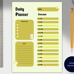 Green Pastel Playful Cute Daily Schedule Planner, Daily Schedule ...