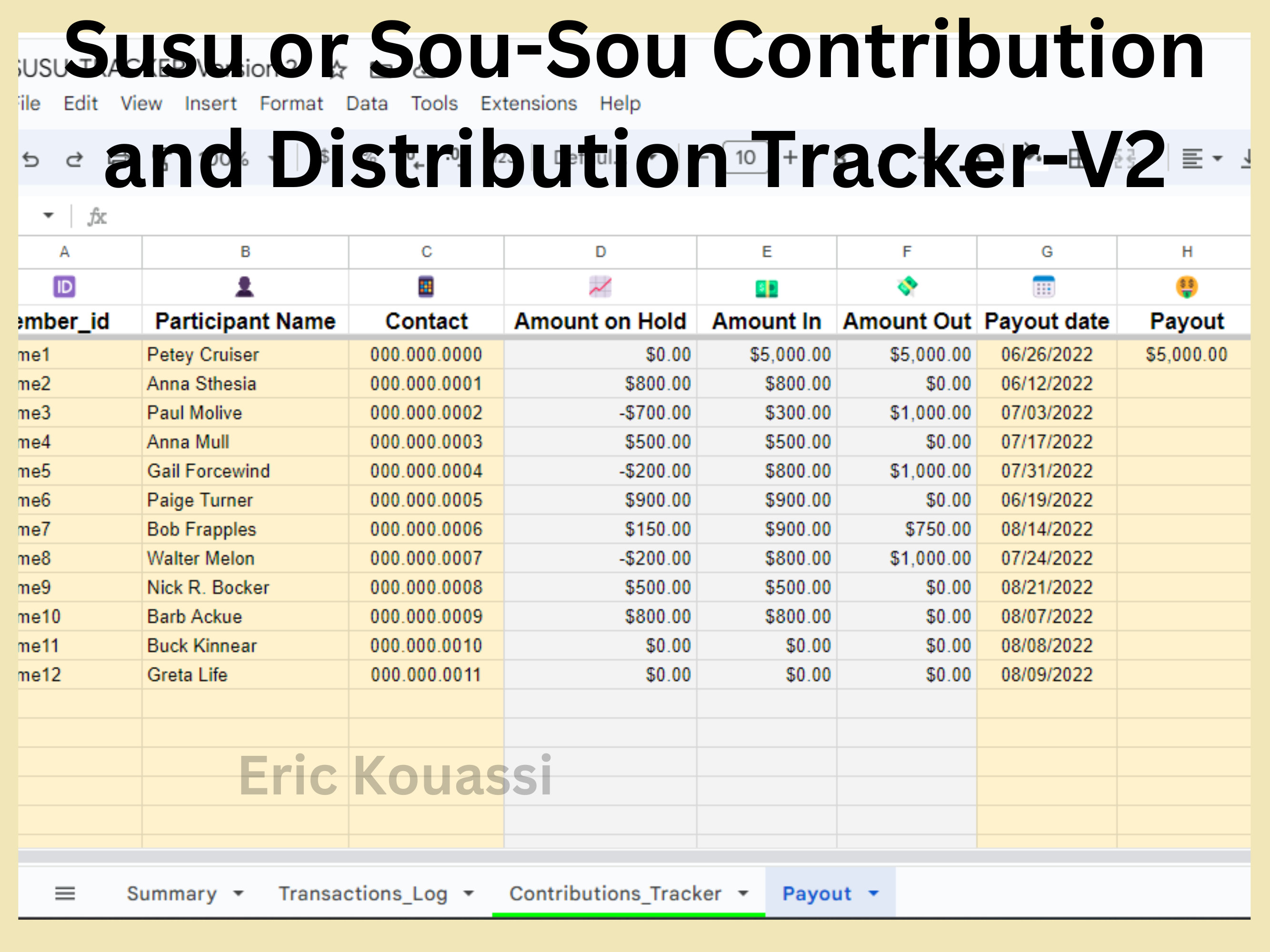 Susu Dues Tracker Spreadsheet (version 2) - the Must-have Tool for Easy ...