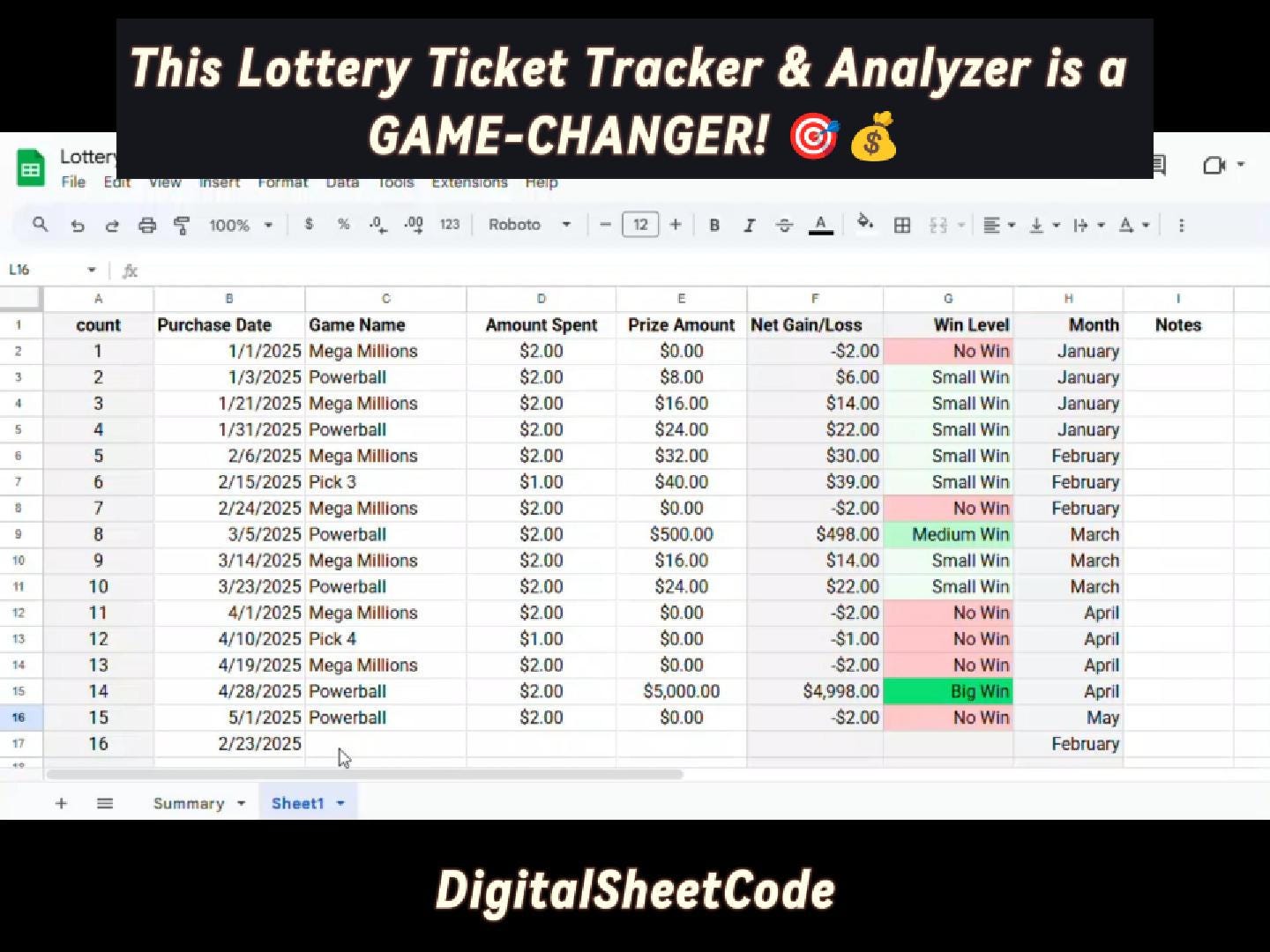 Lottery Ticket Tracker and Analyzer | Budget & Winnings Log | Printable ...