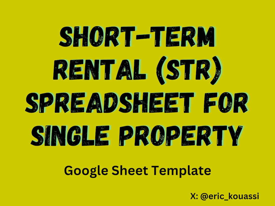 Short-term Rental (STR) Spreadsheet for Single Property - Etsy