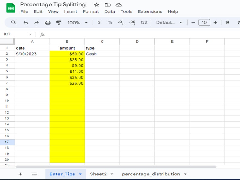 Methods of Tip Splitting: Percentage Tip-out - Etsy