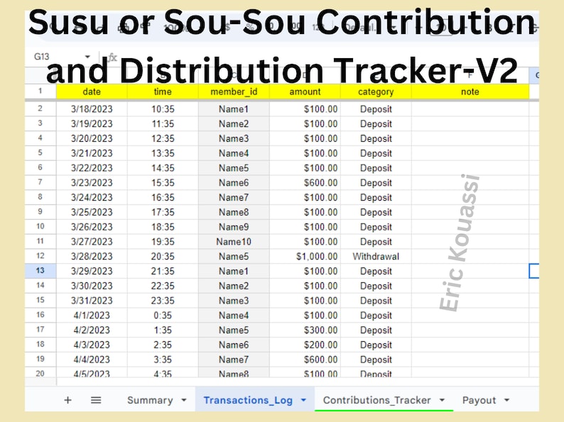 Susu Dues Tracker Spreadsheet (version 2) - the Must-have Tool for Easy ...