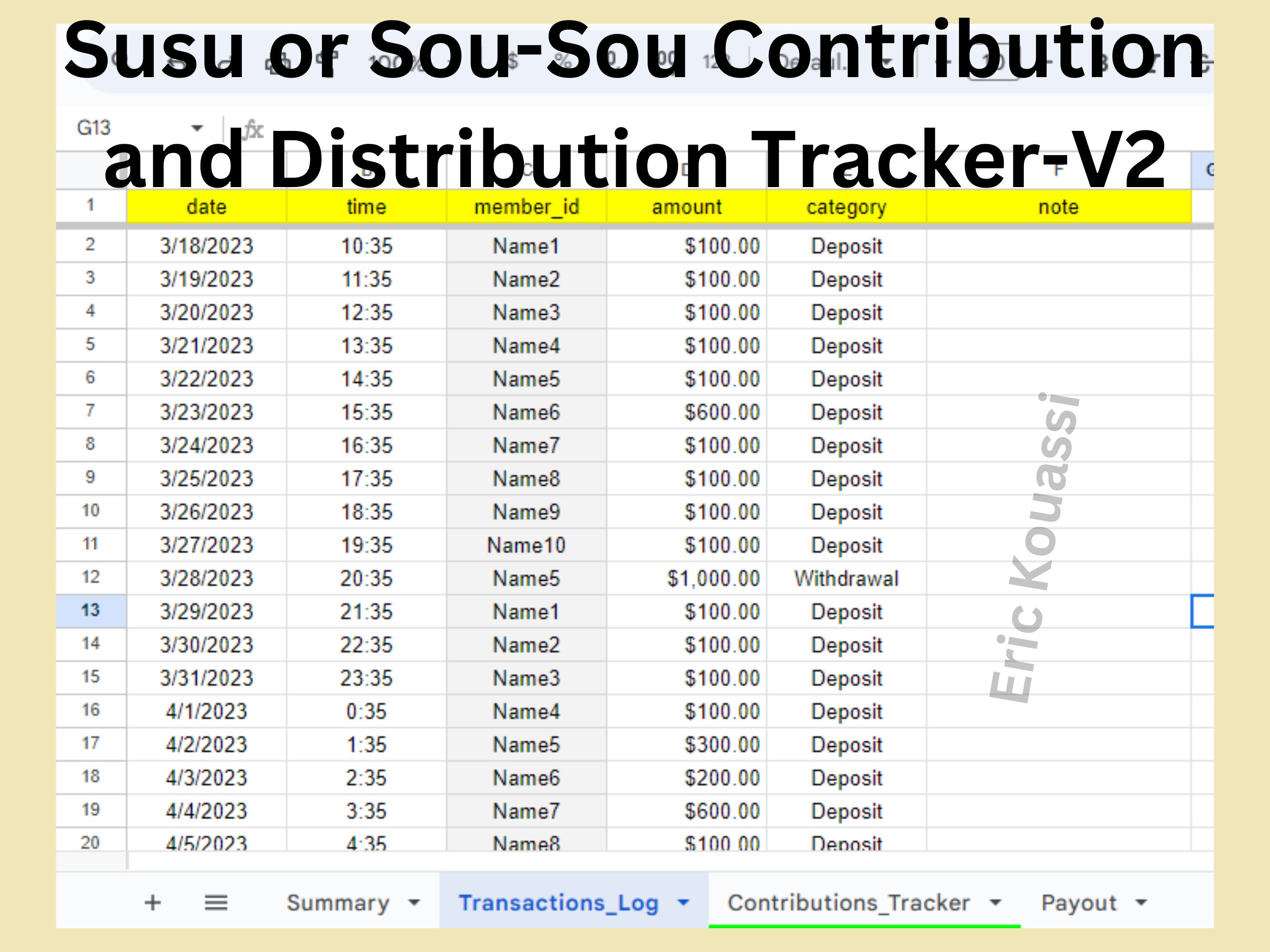 Susu Dues Tracker Spreadsheet (version 2) - the Must-have Tool for Easy ...