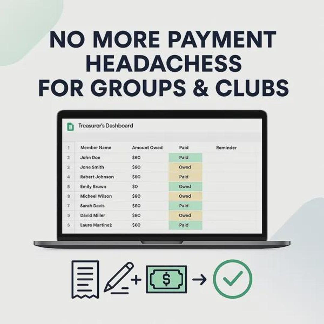 Google Sheets Contribution Tracker | Club Dues & Donations Spreadsheet ...