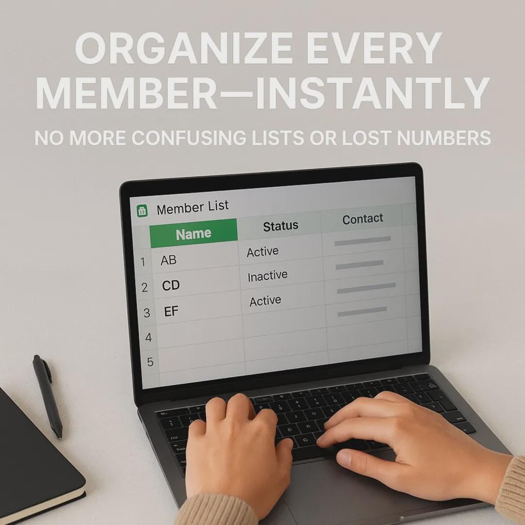 Member Profile Tracker | Google Sheets Template for Clubs, Teams ...