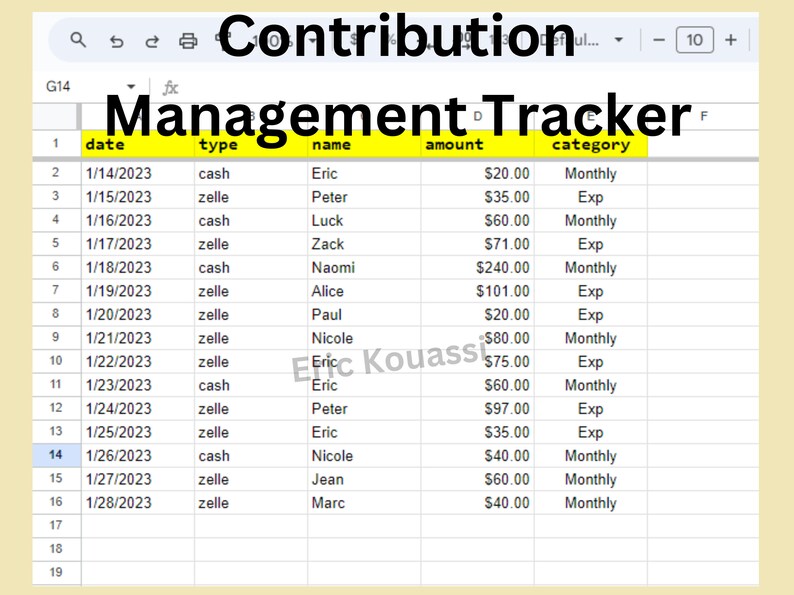 Group Contribution Tracker | Easy Google Sheets Template for Clubs ...