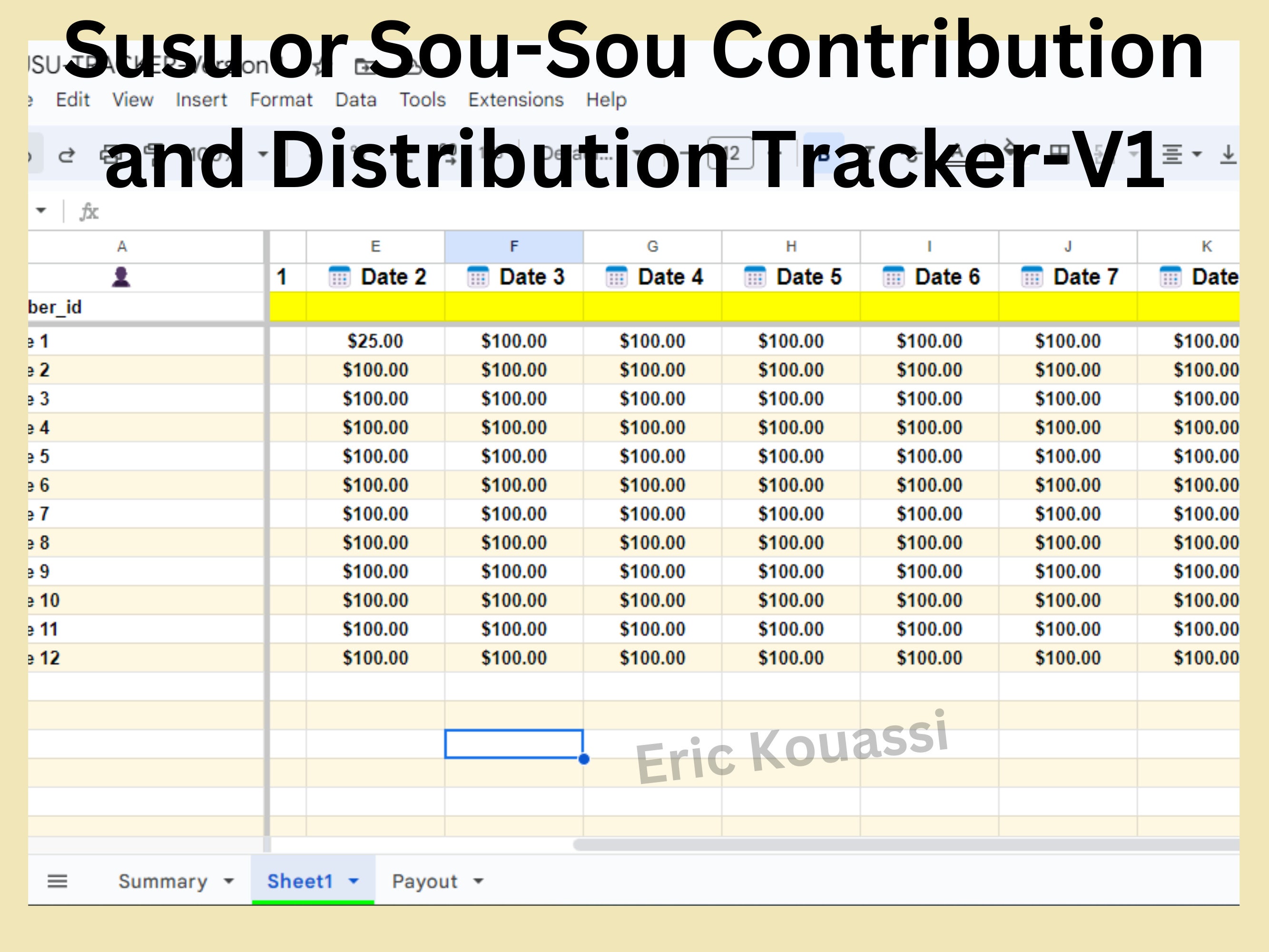 Susu/sou-sou Money Tracker Spreadsheet (version 1) - A Treasurer’s Top ...