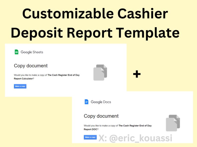 Customizable Cashier Deposit Report Template - Google Sheet & PDF - Etsy
