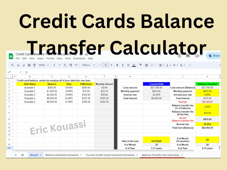 Credit Cards Balance Transfer Calculator - Etsy