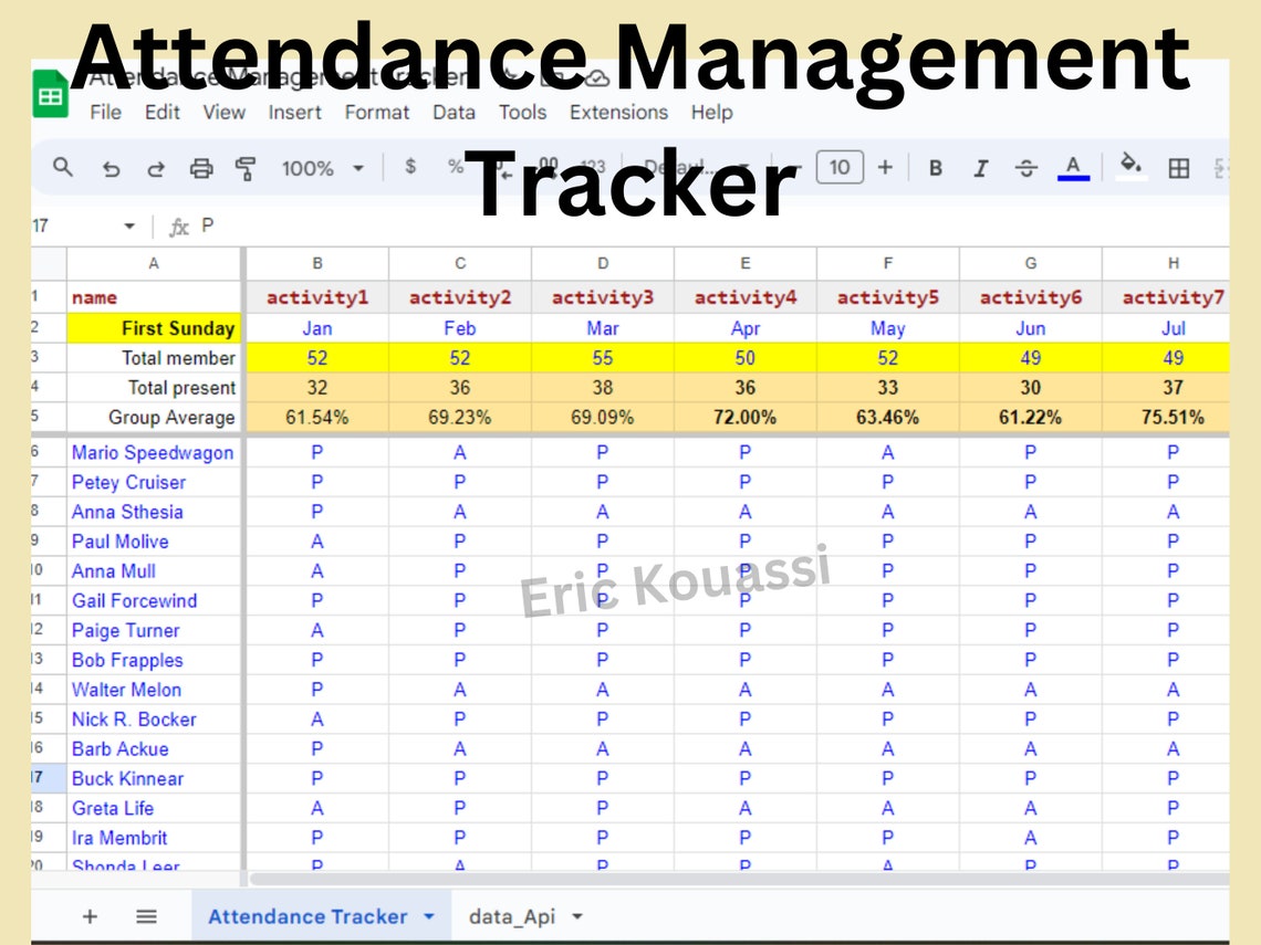 Attendance Management Using Google Sheet - Etsy