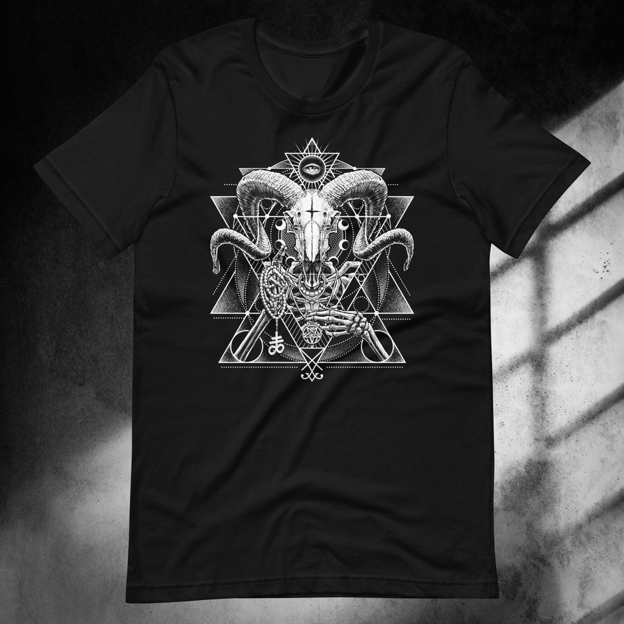 Ram Skull Skeleton Satanic Sigil Sacred Geometry Unisex Shirt Gothic ...
