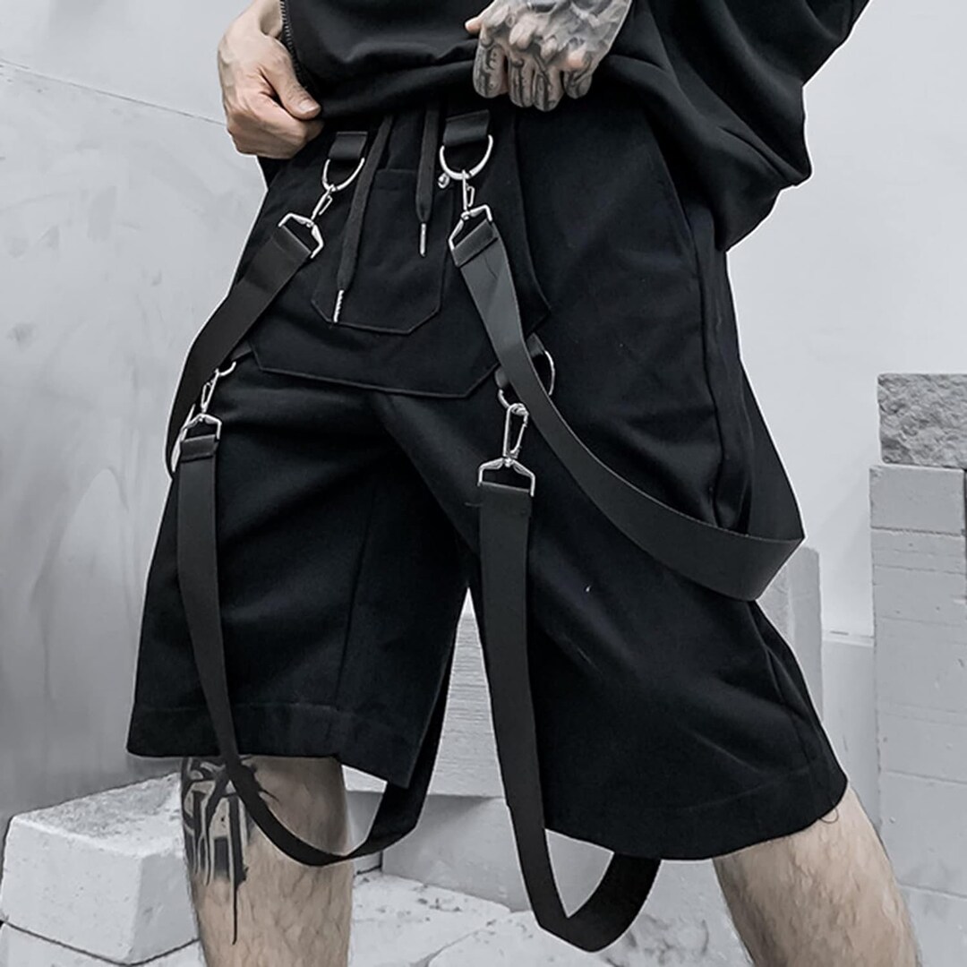 Men's Cyberpunk Shorts Techwear Sweatpants Slacks Hip Hop Streetwear ...