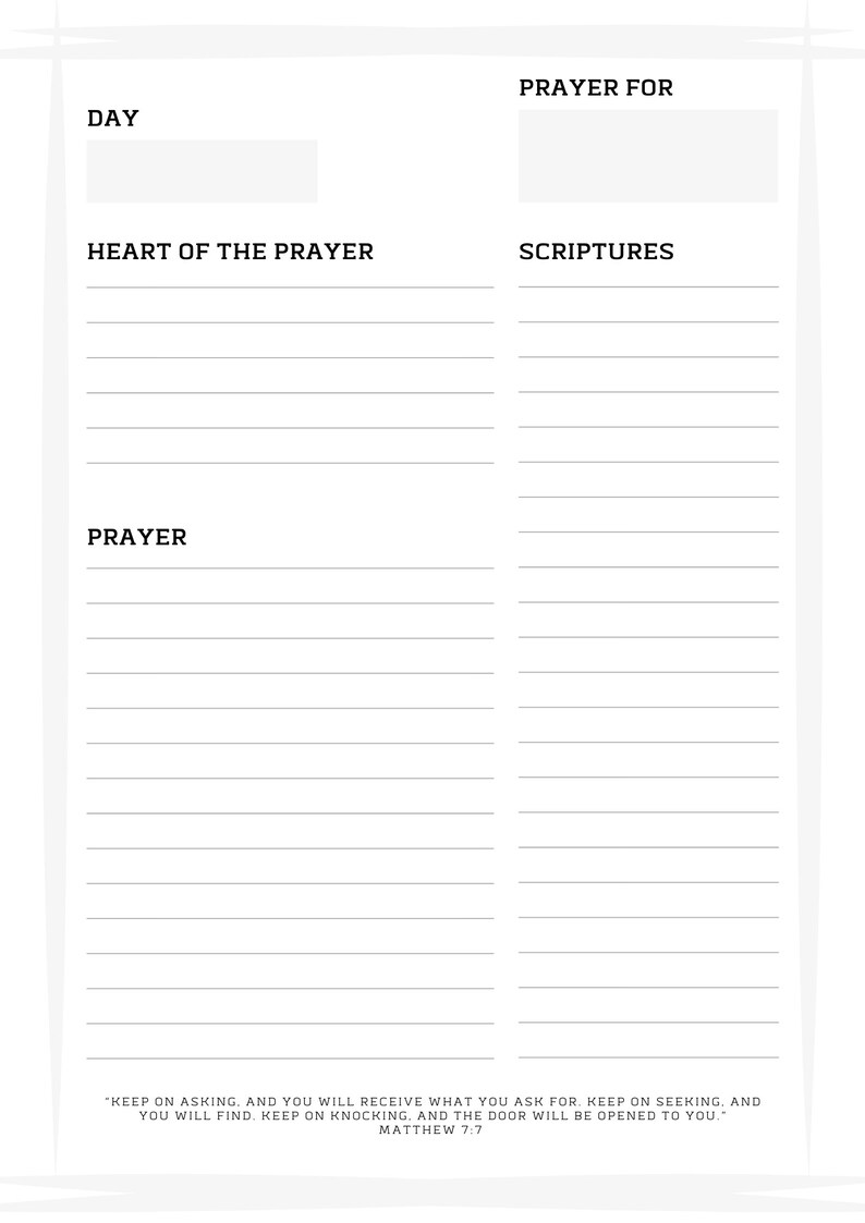Digital Prayer Request Journal Prayer Template Etsy