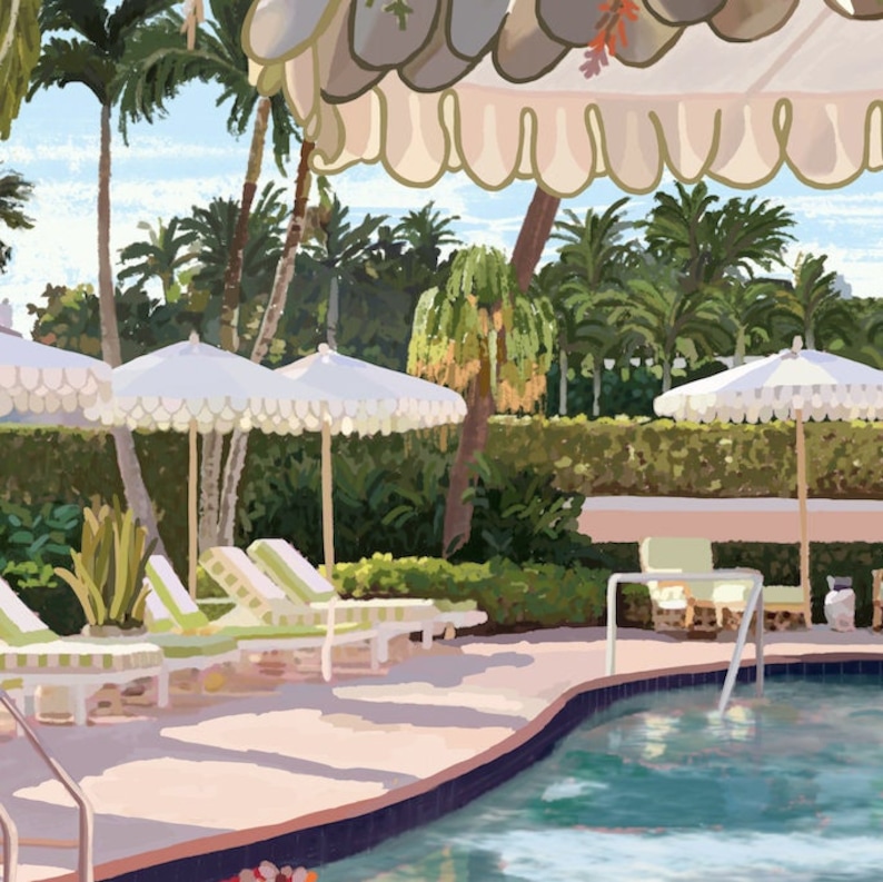 The Colony Hotel Palm Beach Print | Colorful Beach Art Print | Palm ...