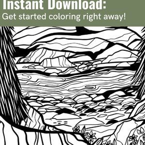 Printable Mountain Landscape Coloring Page for Kids, Teens, Adults, and ...