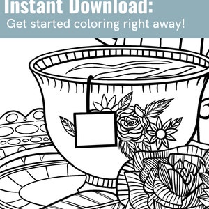 Afternoon Tea Printable Coloring Page Digital Downloads - Etsy