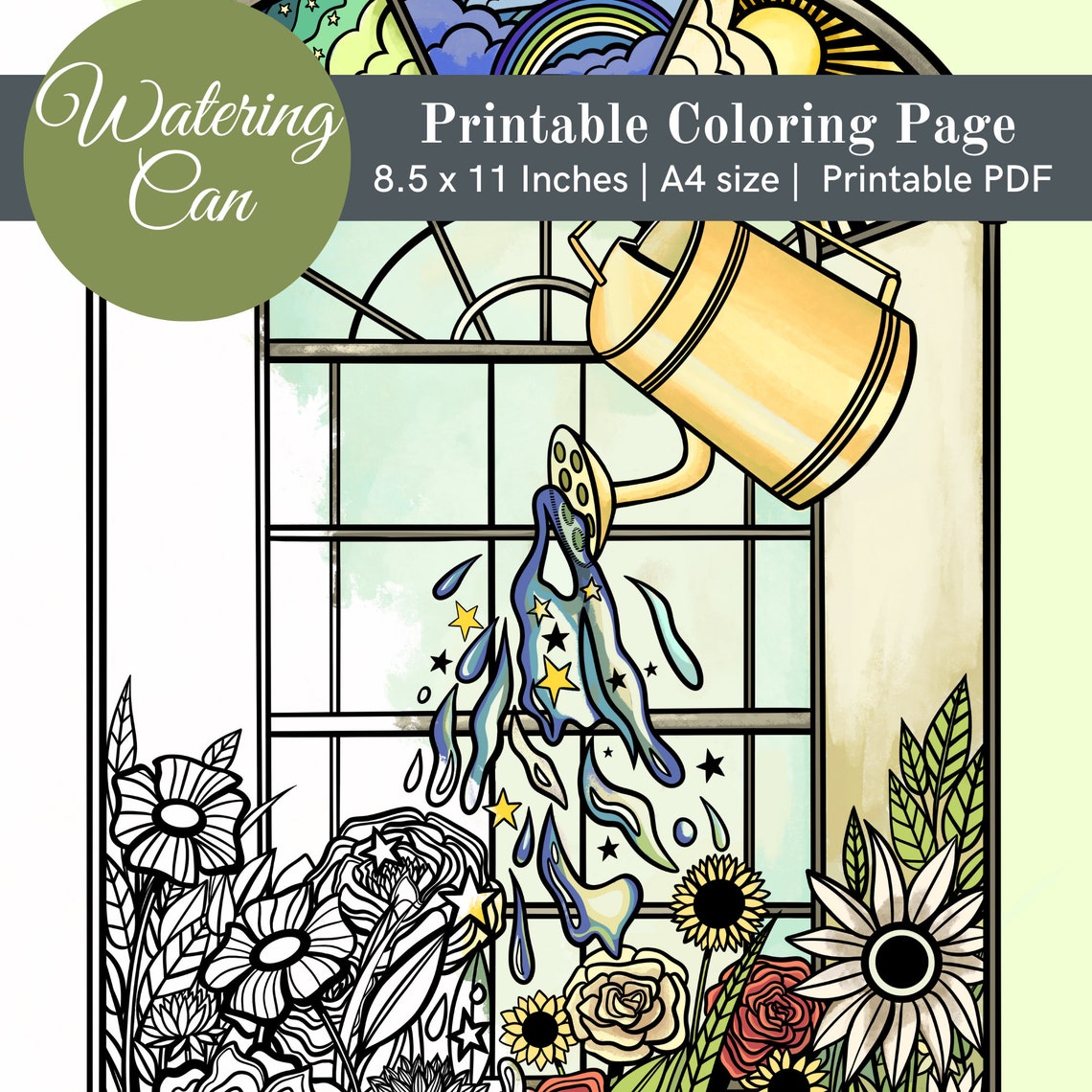 Printable Flower Gardening Coloring Page for Kids, Teens, Adults, and ...
