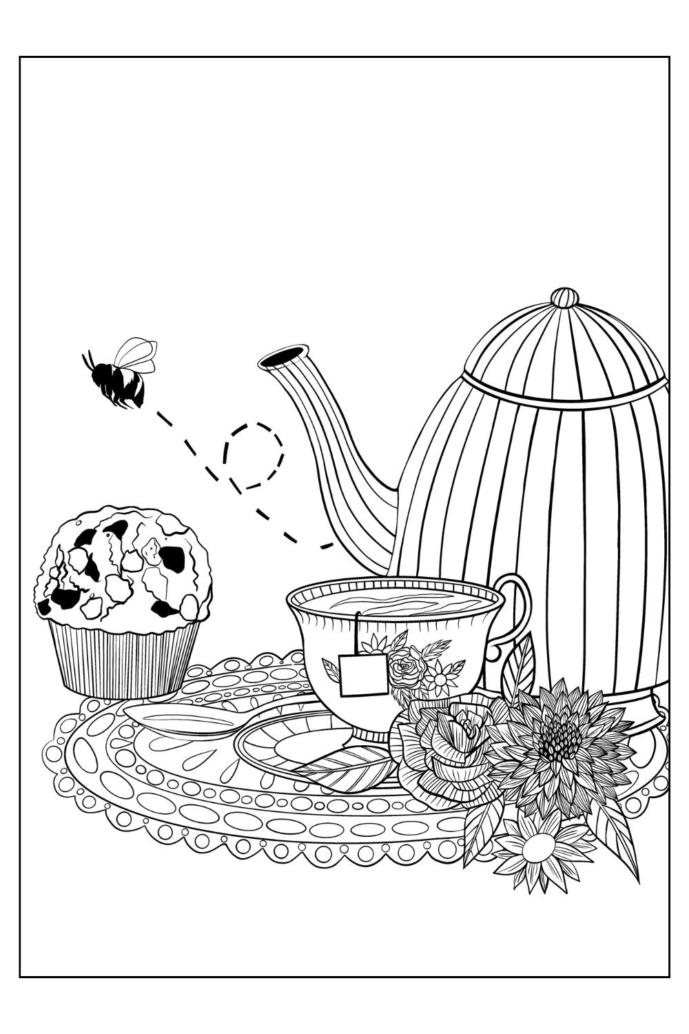 Afternoon Tea Printable Coloring Page Digital Downloads - Etsy