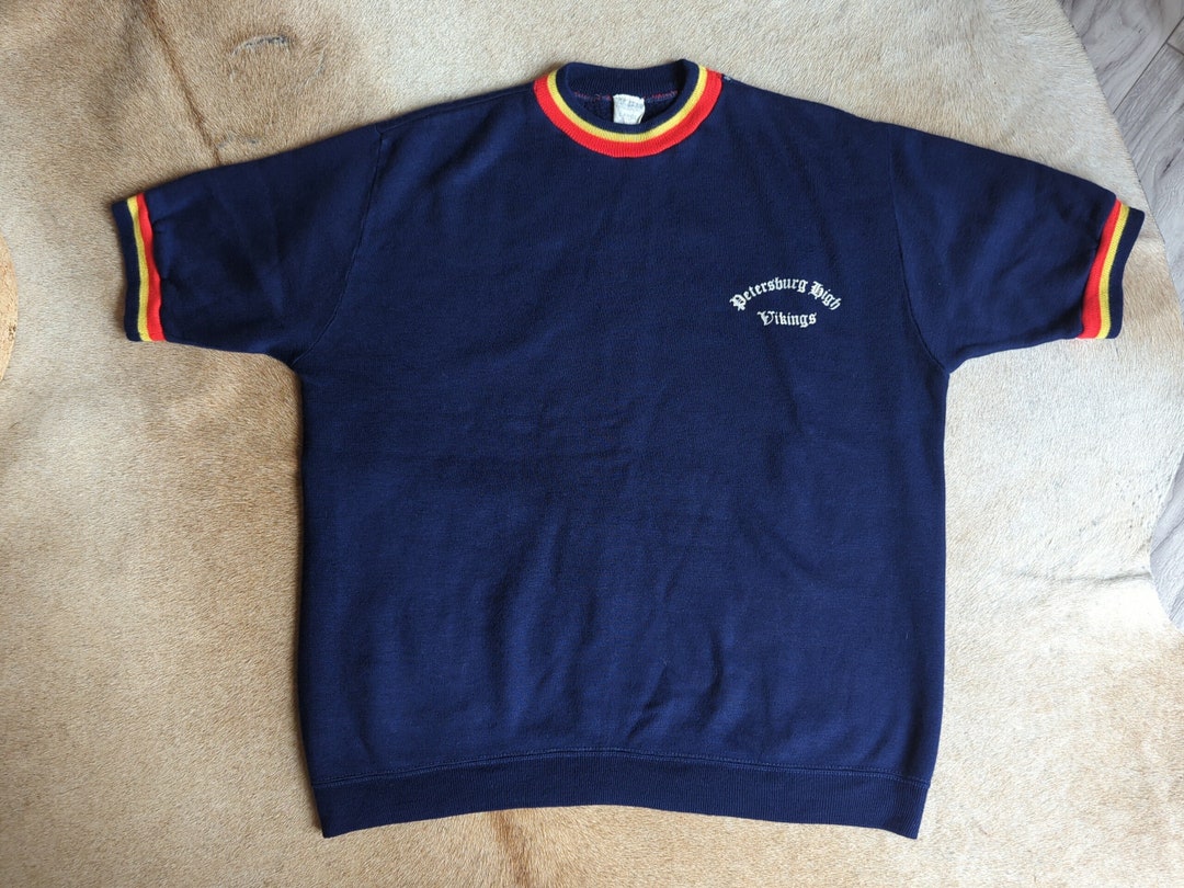 60's Champion Varsity Ringer Short Sleeve Sweatshirt - Petersburg High ...