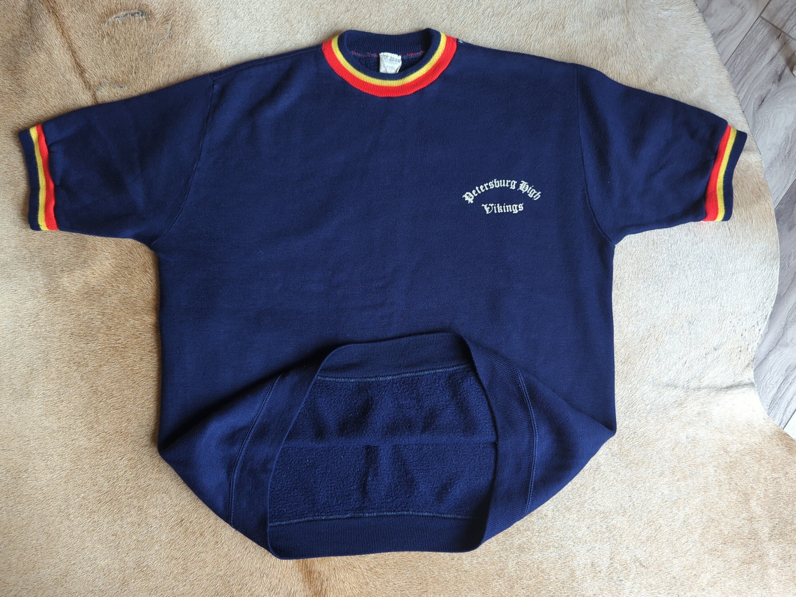 60's Champion Varsity Ringer Short Sleeve Sweatshirt Petersburg High ...