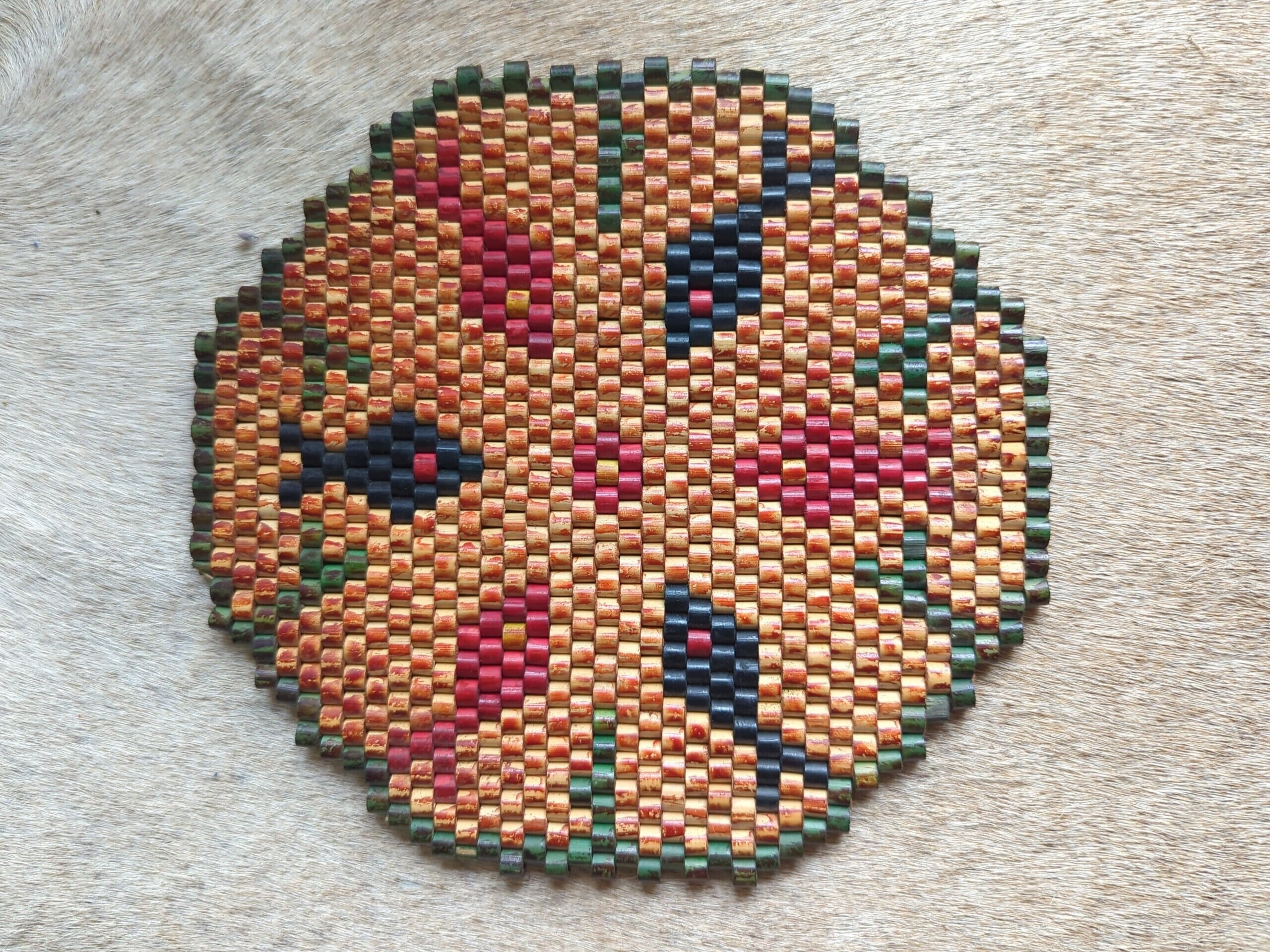 70s Raffia & Beaded Trivets | Vintage Kitchen Decor| Fish and Geometric ...