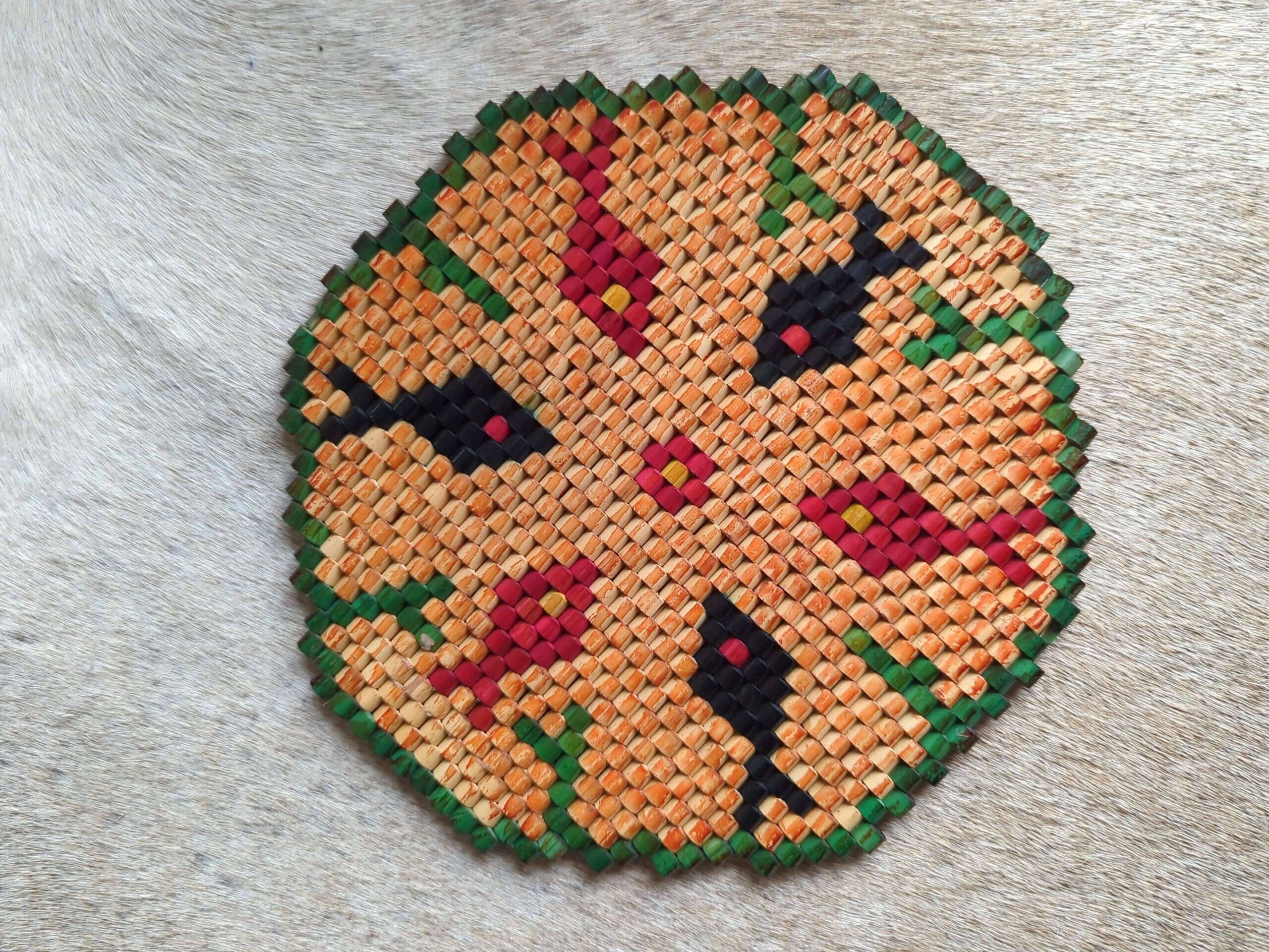 70s Raffia & Beaded Trivets | Vintage Kitchen Decor| Fish and Geometric ...