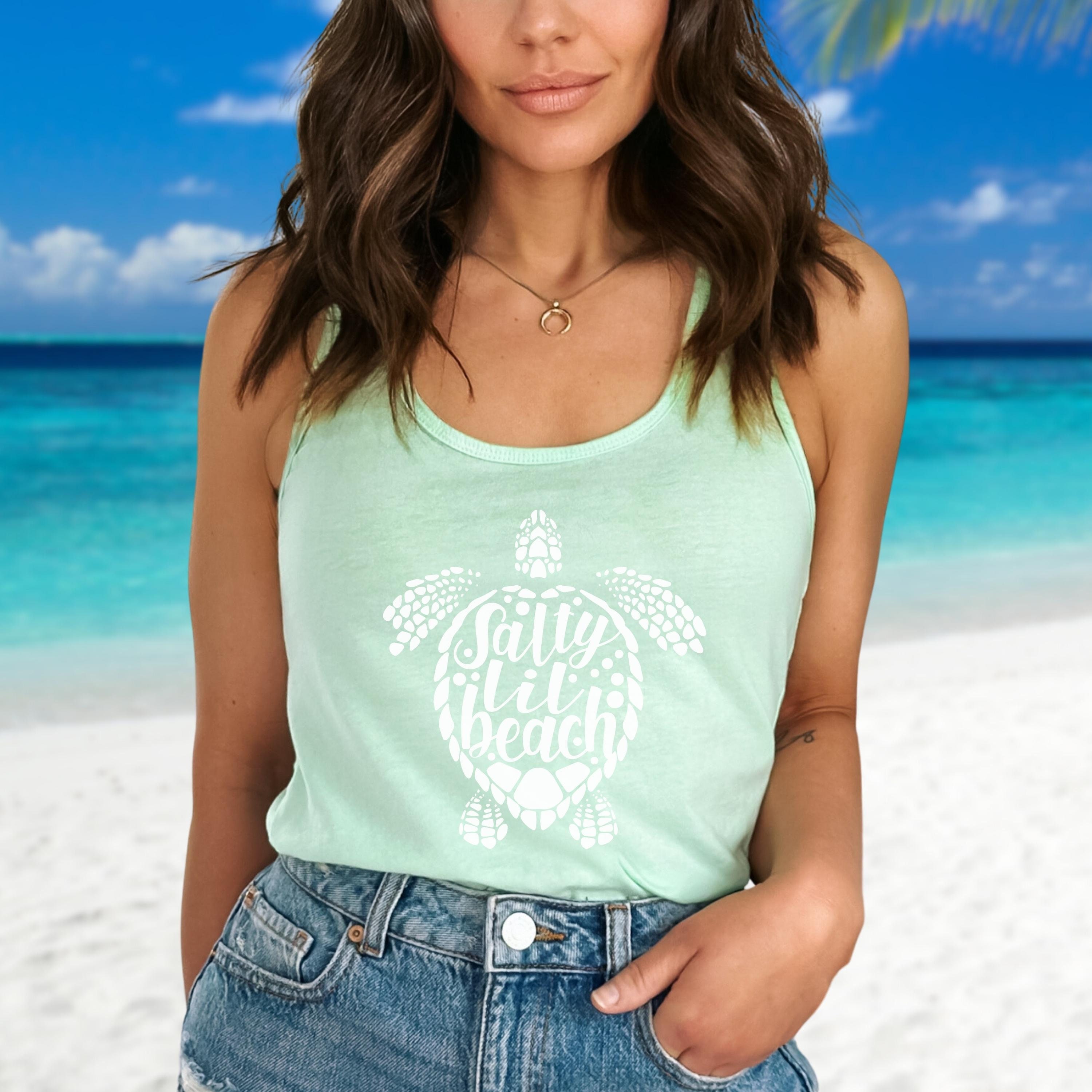 Salty Lil Beach Sea Turtle Tank Top, Women's Beach Tank, Next Level ...
