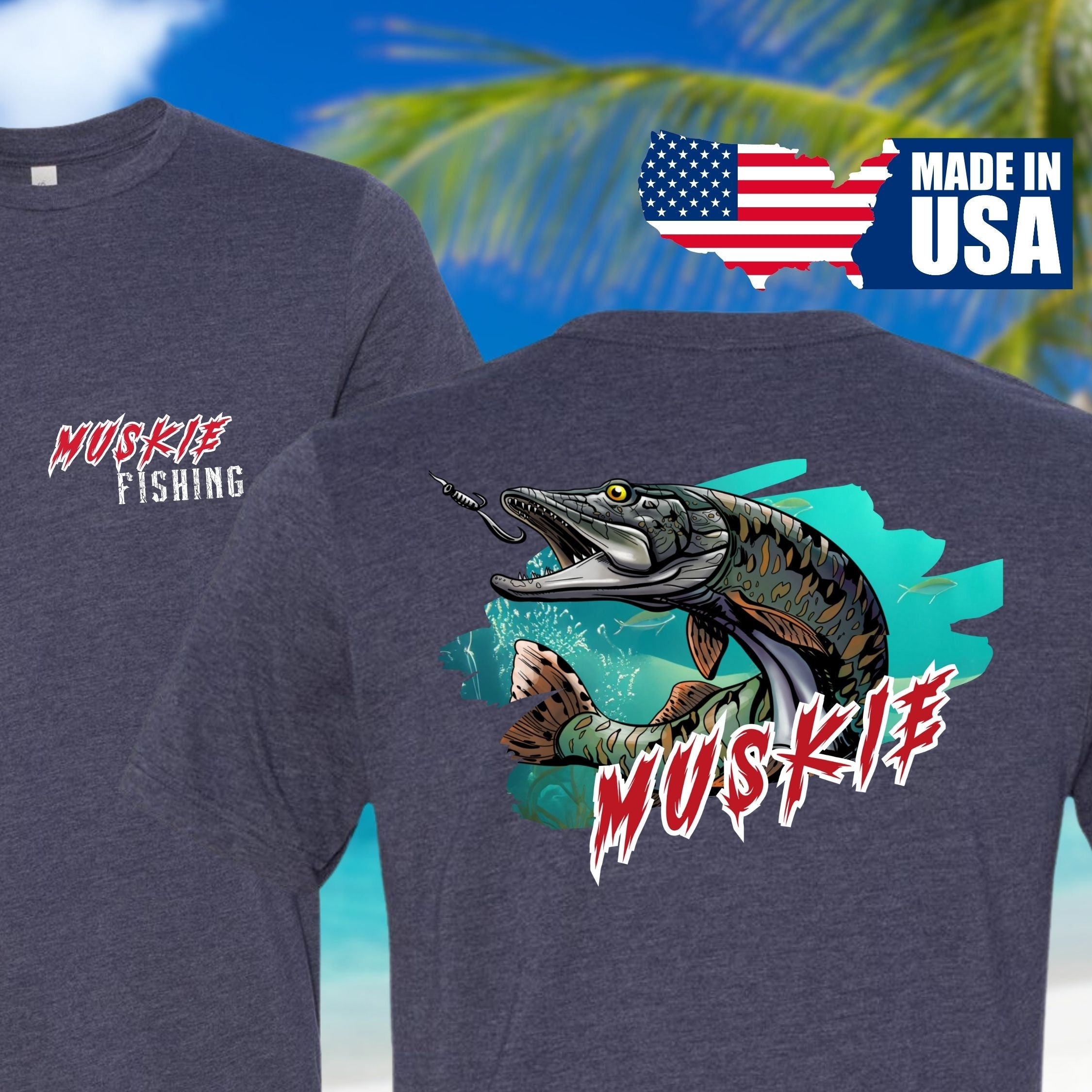 Muskie Fishing Tee, Muskellunge Fish Shirt, Fishing T-shirt, Musky T ...