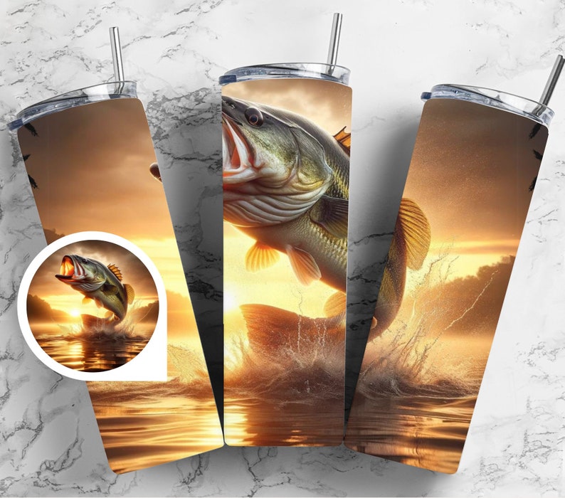 Bass Fish 20 Oz Skinny Tumbler Sublimation Design Digital Download PNG ...
