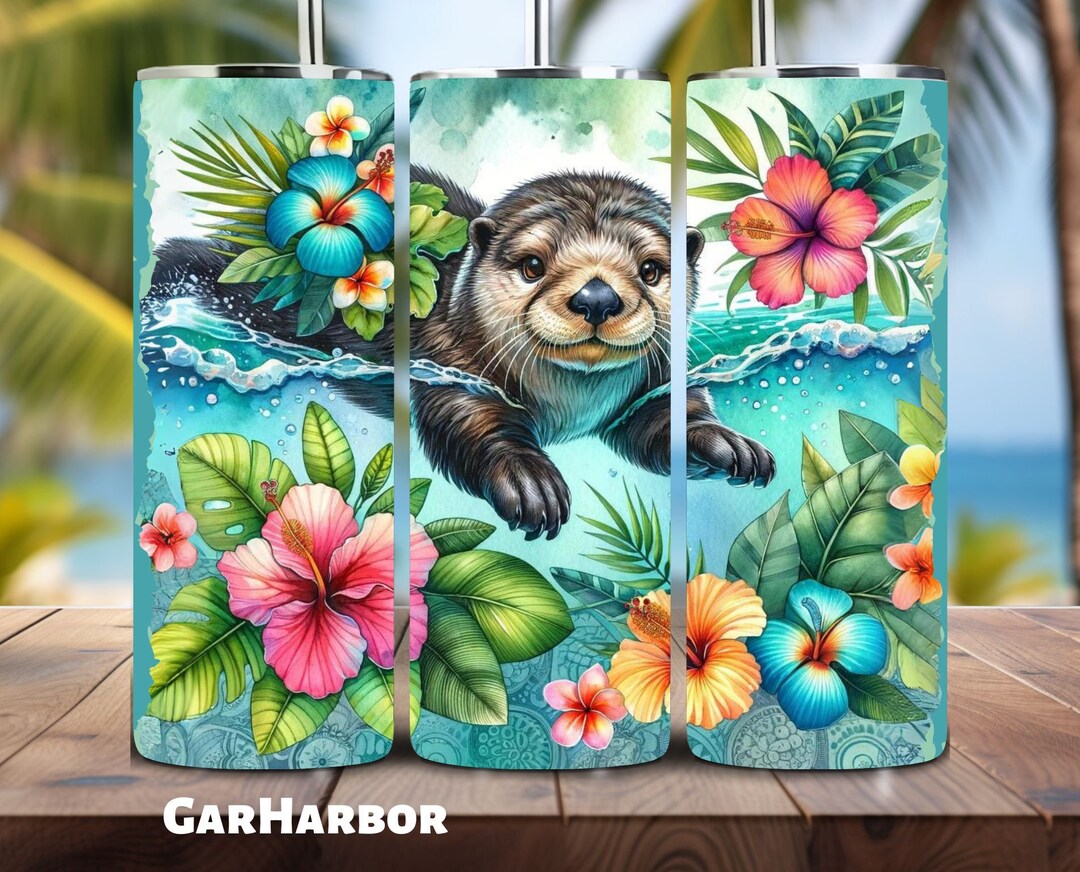 Sea Otter Tumbler Wrap, Sublimation Design Templates, Straight Png ...