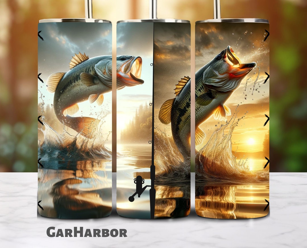 Bass Fish 20 Oz Skinny Tumbler Sublimation Design Digital Download PNG ...