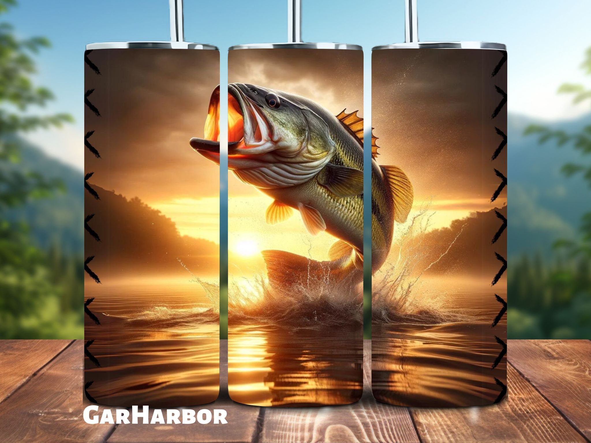 Bass Fish 20 Oz Skinny Tumbler Sublimation Design Digital Download PNG ...