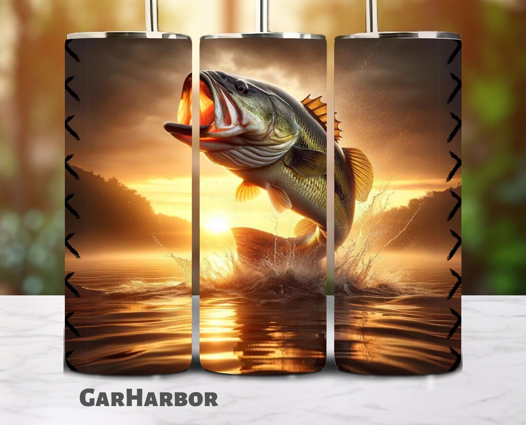 Bass Fish 20 Oz Skinny Tumbler Sublimation Design Digital Download PNG ...