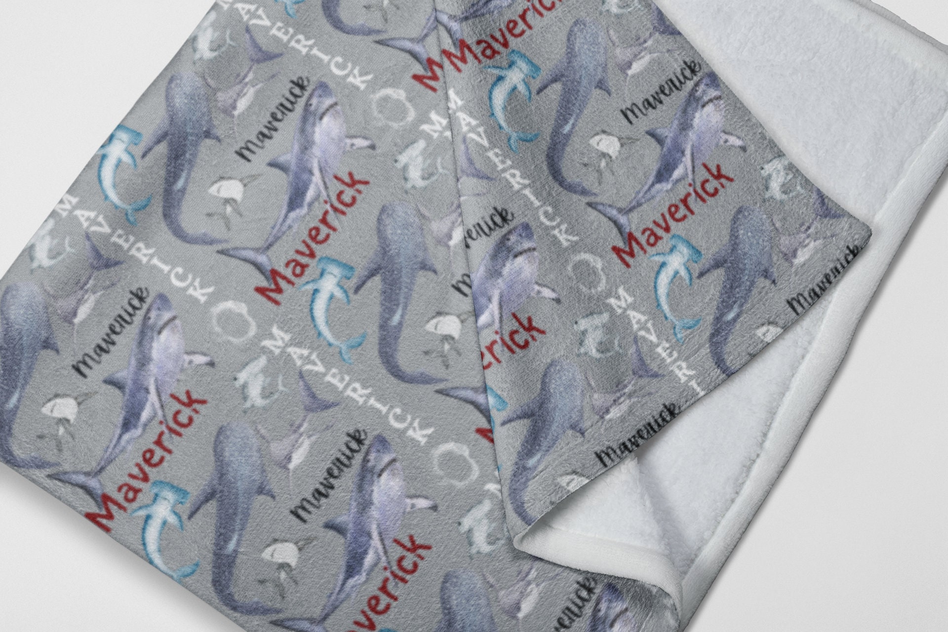Personalized Name Shark Blanket | Minky Cuddly Kid Blanket | Baby ...