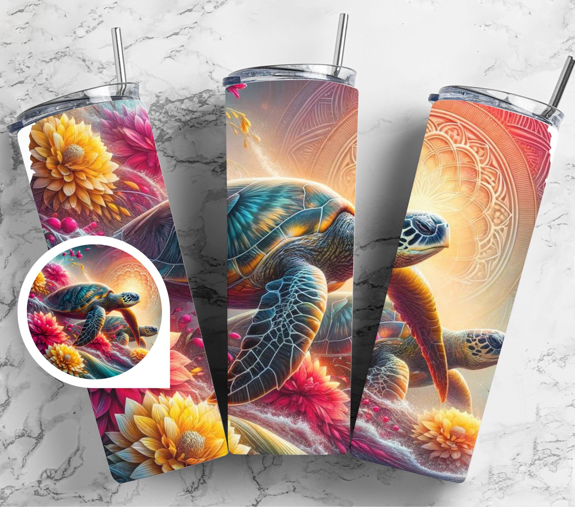 Sea Turtle Tumbler Wrap, Sublimation Design Templates, Straight Png ...