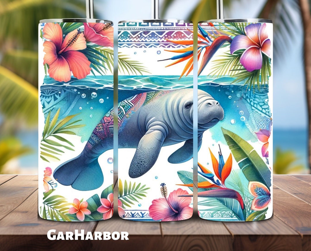Manatee Tumbler Wrap, Sublimation Design Templates, Straight Png ...
