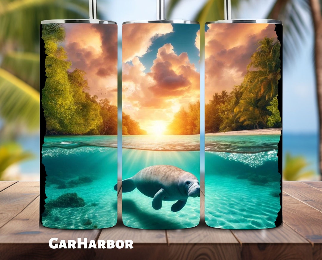 Manatee Tumbler Wrap | Sublimation Design Templates | Straight Png ...