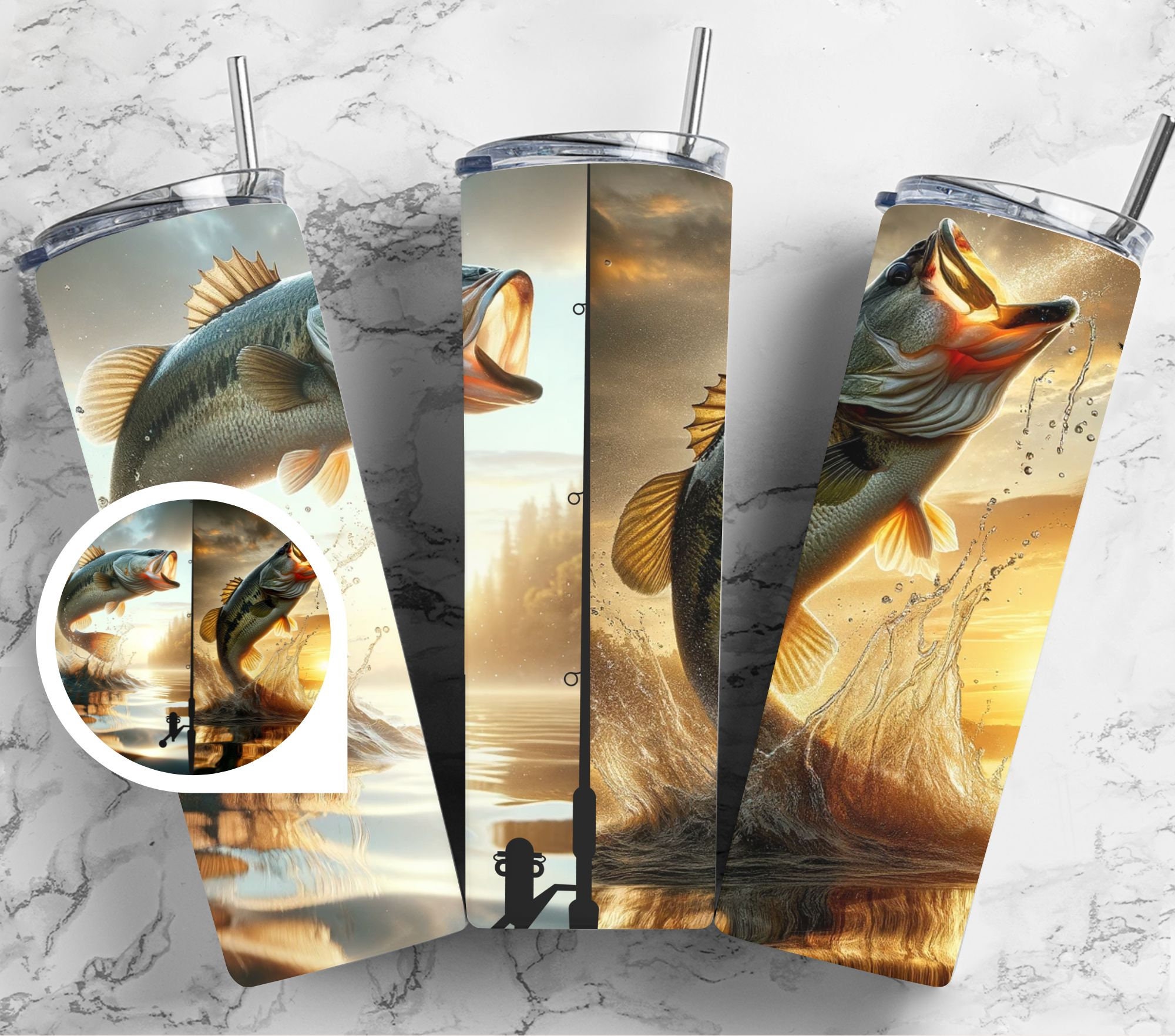 Bass Fish 20 Oz Skinny Tumbler Sublimation Design Digital Download PNG ...