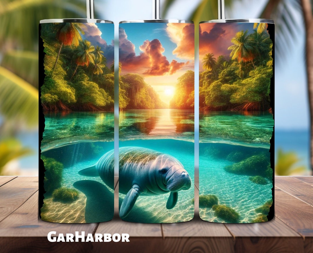 Manatee Tumbler Wrap | Sublimation Design Templates | Straight Png ...