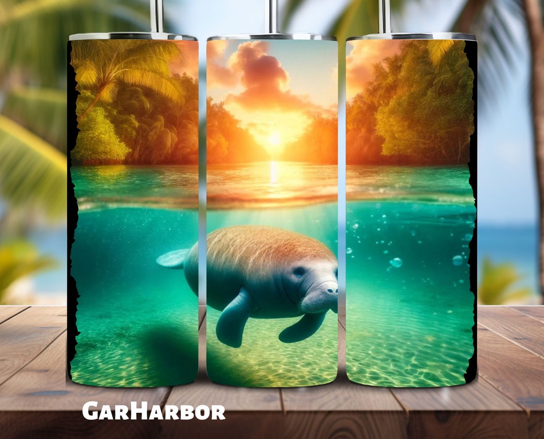 Manatee Tumbler Wrap | Sublimation Design Templates | Straight Png ...