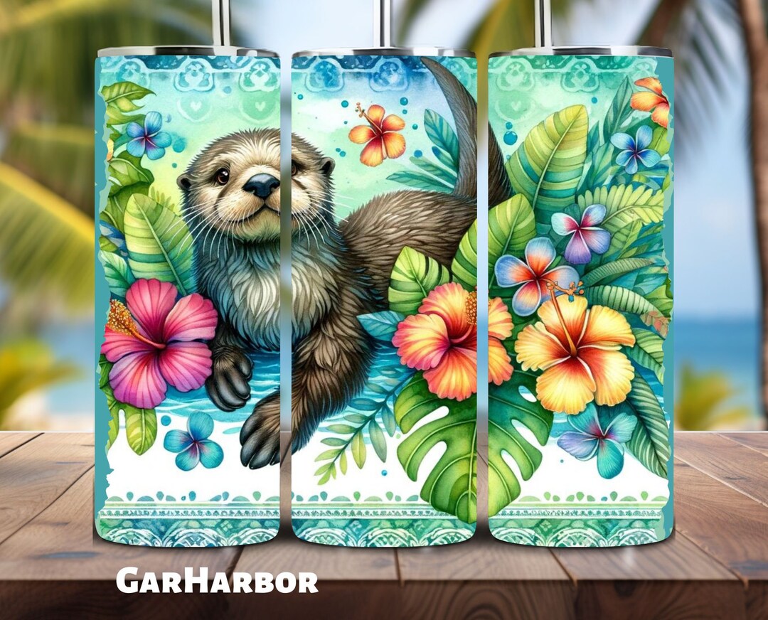 Sea Otter Tumbler Wrap, Sublimation Design Templates, Straight Png ...